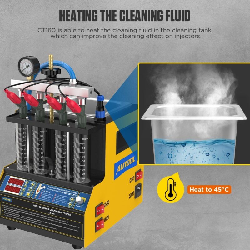 AUTOOL CT160 Fuel Injector Tester & Heating Ultrasonic Cleaner Machine ...