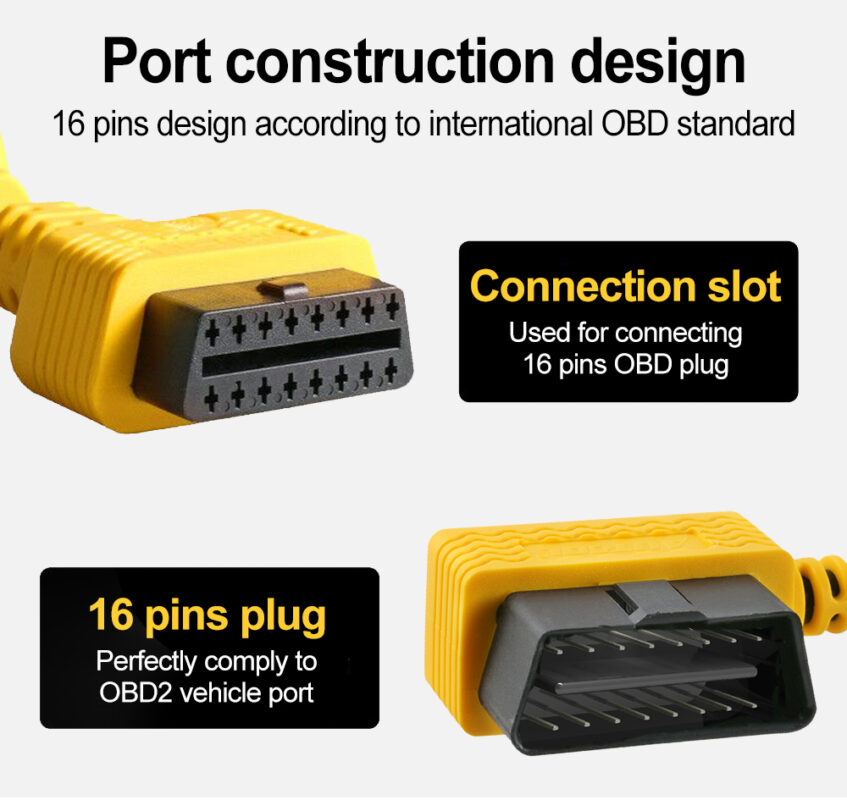 AUTOOL OBD2 Splitter Cable OBD 2 Extend Y Cables 1 to 3 Converter ...