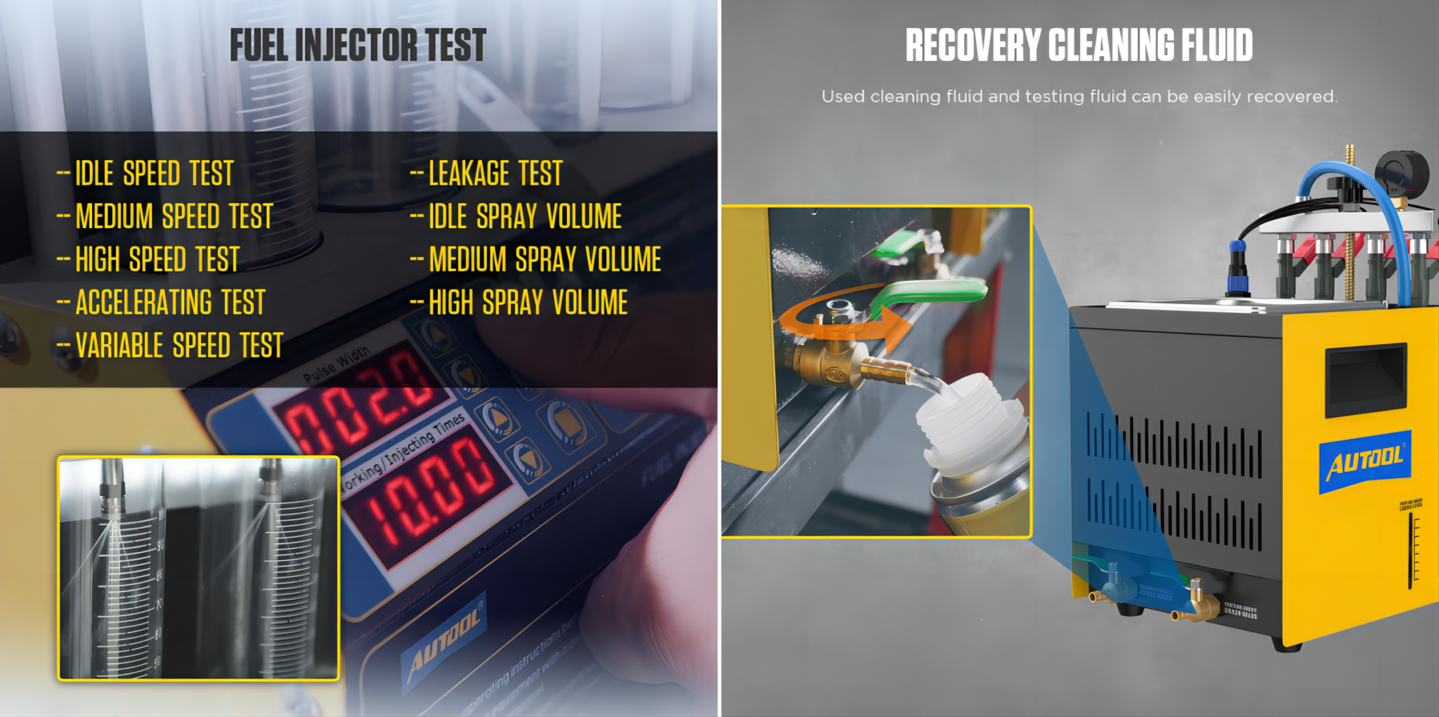 AUTOOL CT160 Fuel Injector Tester & Heating Ultrasonic Cleaner Machine ...