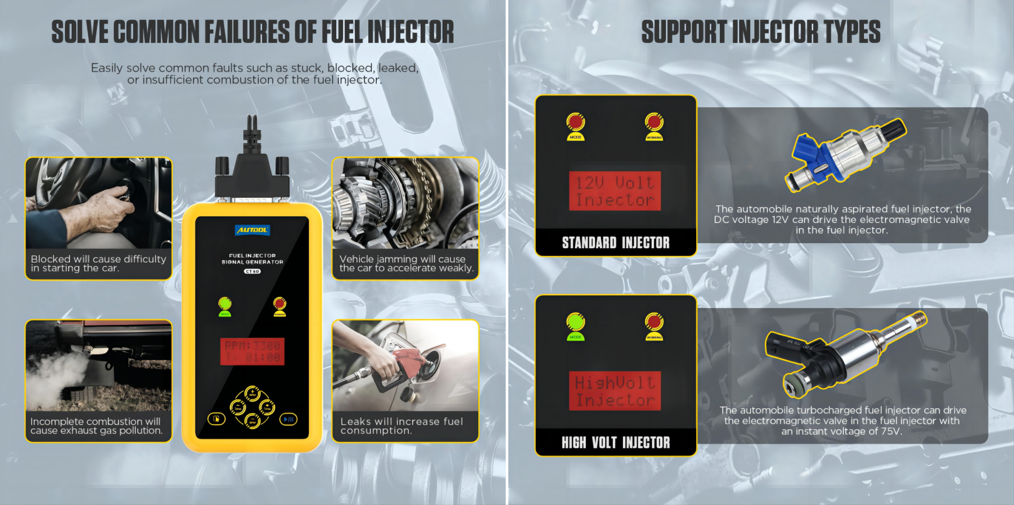 AUTOOL CT60 Fuel Injector Signal Generator Fuel Injector Super Pulse ...