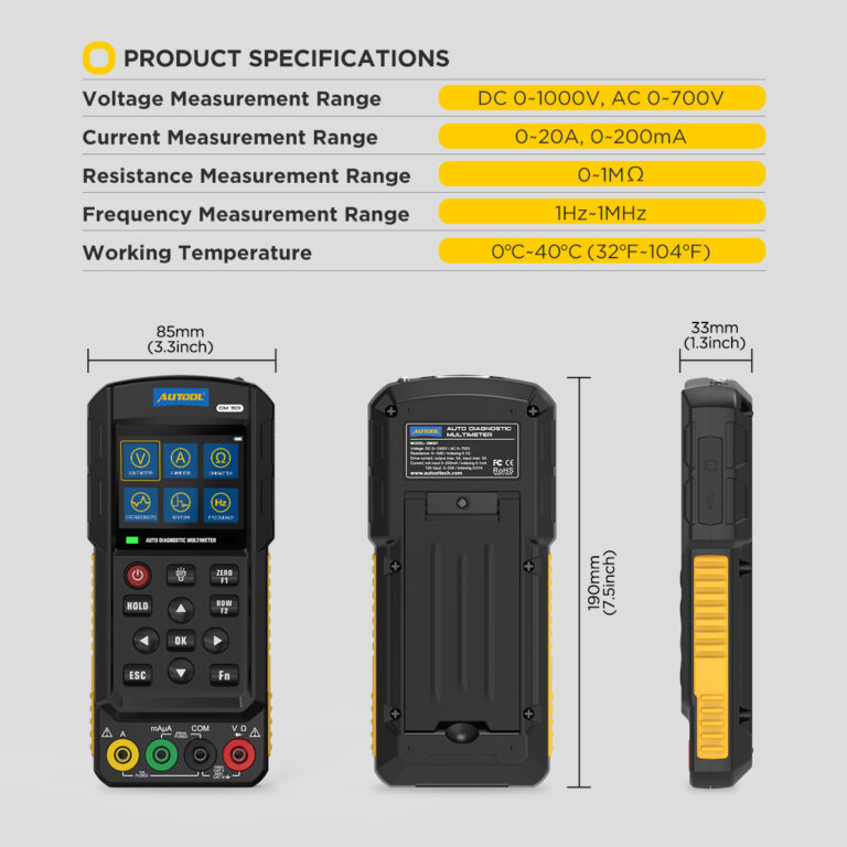 AUTOOL DM301 Auto Diagnostic Multimeter Car Circuit Tester Power Probe ...