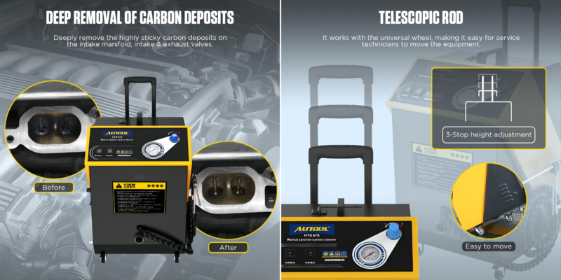 AUTOOL HTS678 Walnut Sand Blaster Cleaner Car Engine Carbon Deposition ...