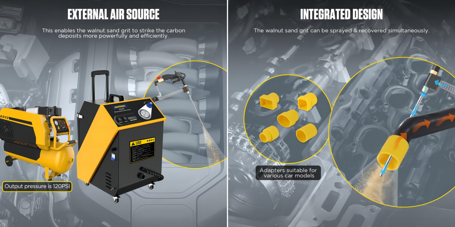 AUTOOL HTS678 Walnut Sand Blaster Cleaner Car Engine Carbon Deposition ...