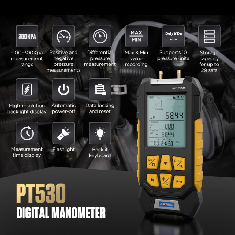 AUTOOL PT530 Digital Manometer Dual Port Pressure Gauge - AUTOOL